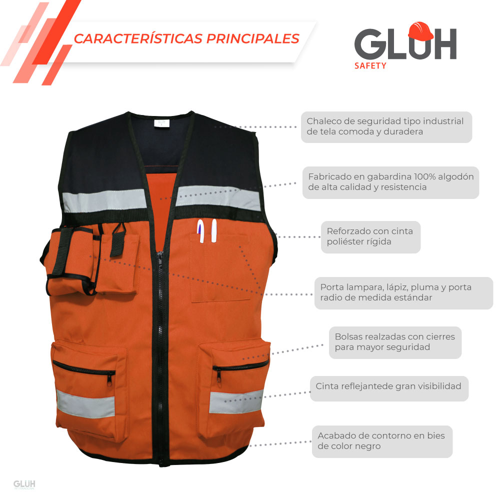 Gluh Internacional Chaleco Seguridad De Gabardina 100 Algodón